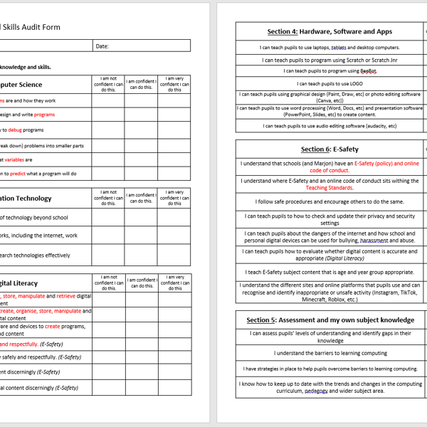 Teachers and Trainees Computing Subject Knowledge Audit